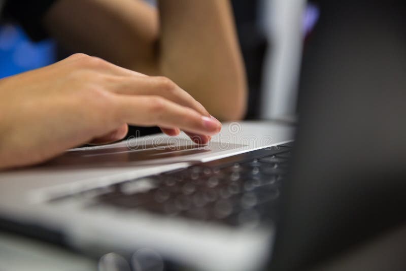 Hand on Computer stock photo. Image of family, laptop - 92493274