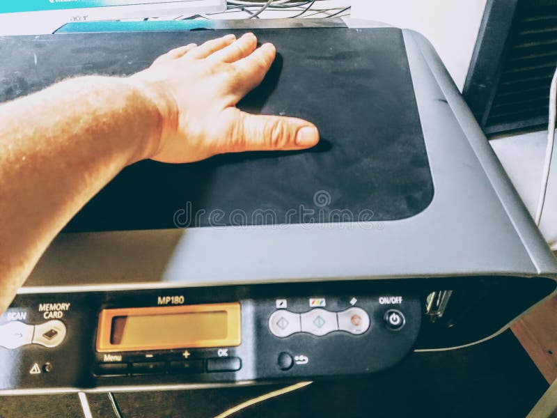 Hand on computer printer stock image. Image of female - 95216209