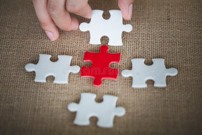 Hand Connect White and Red Jigsaw Parts with Word Problem & Solution ...
