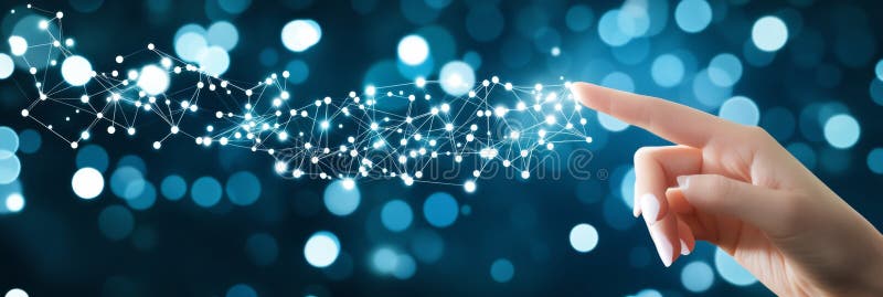 Hand Connecting with Digital Network Technology, Innovation, and Global ...