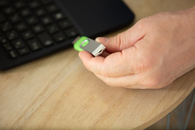 Hand Connecting Flash Drive in Laptop Stock Image - Image of ...