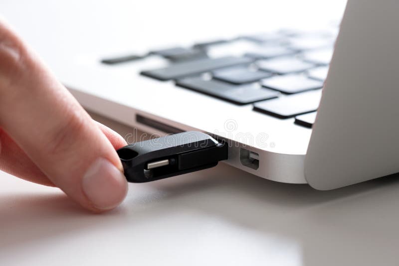 Hand Connecting USB Flash Drive. USB Flash Memory Stock Image - Image ...