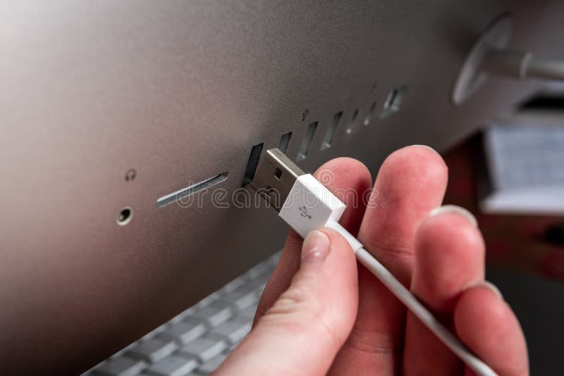 Hand Connecting USB Flash Drive To Laptop Computer Stock Image - Image ...