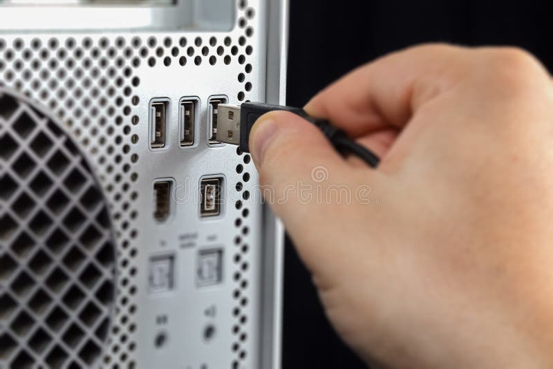 Hand Connecting USB To the Computer Stock Photo - Image of closeup ...