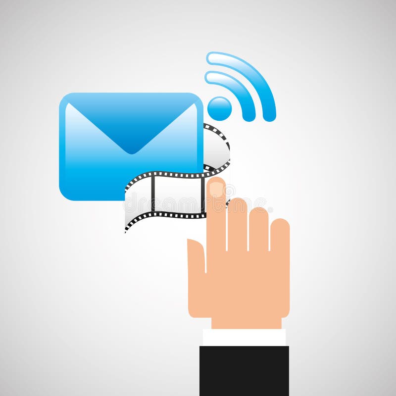 Hand Connection Email Film Graphic Stock Vector - Illustration of ...