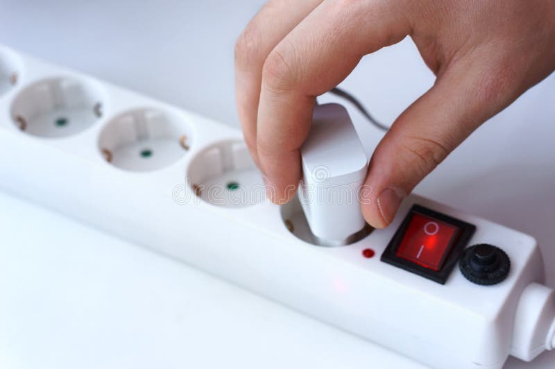 Hand Connects the Plug To the Outlet Stock Photo - Image of electricity ...