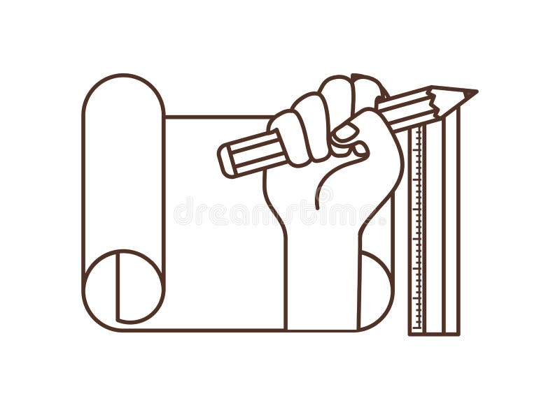 Hand with Construction Plan Isolated Icon Stock Vector - Illustration ...