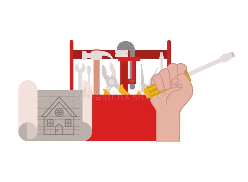 Hand with Construction Tool Box Icon Stock Vector - Illustration of ...