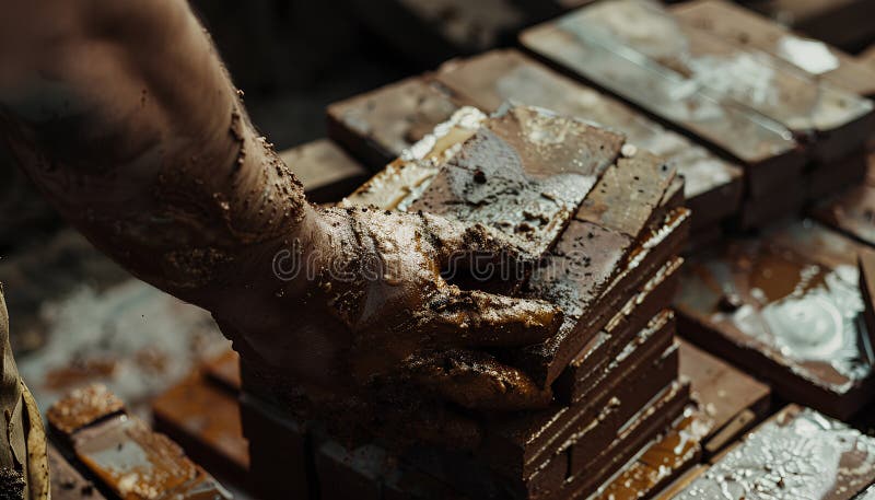Hand of Construction Worker, Industrial Bricklayer Installing Bricks on ...