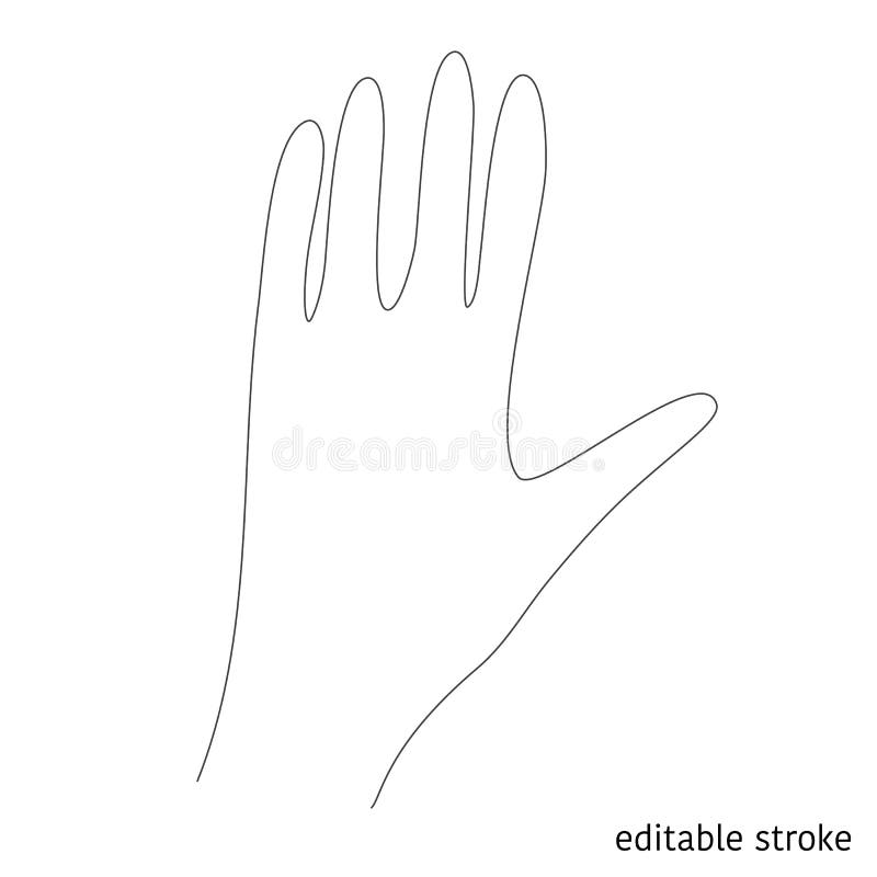 Hand in Continuous Line Drawing. Sketchy Waving Concept. Outline Simple ...
