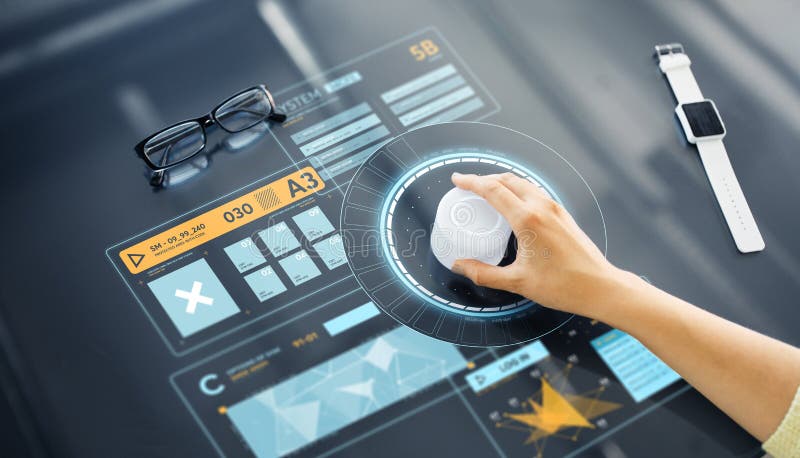 Hand with Control Knob on Interactive Panel Stock Photo - Image of ...