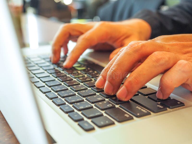 Hand Control on a Laptop Touch Stock Photo - Image of female, people ...