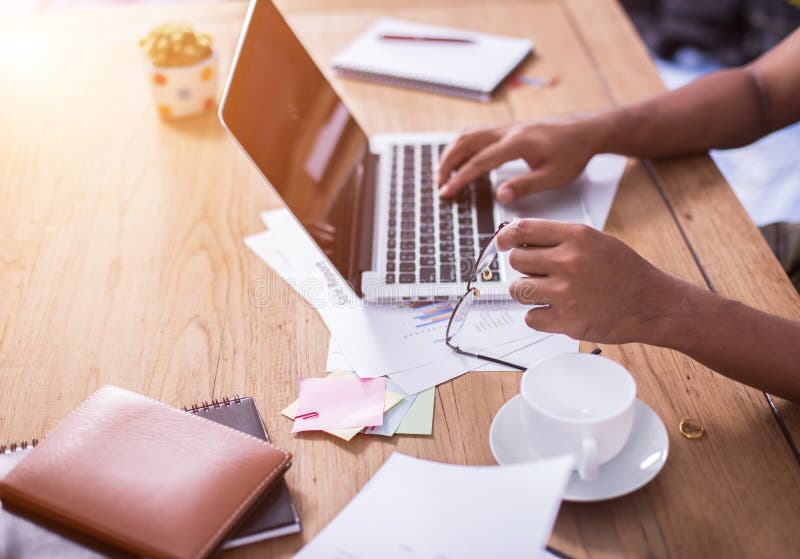 Hand Control on a Laptop Touchpad Stock Image - Image of tech, open ...