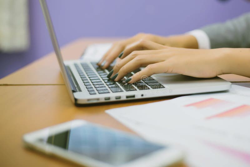 Hand Control on a Laptop Touchpad Stock Image - Image of technology ...