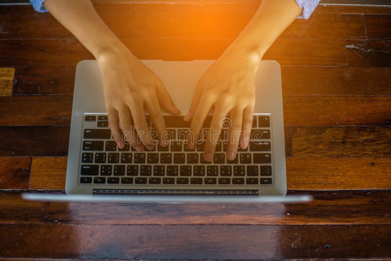 Hand Control on a Laptop Touchpad Stock Image - Image of finger ...