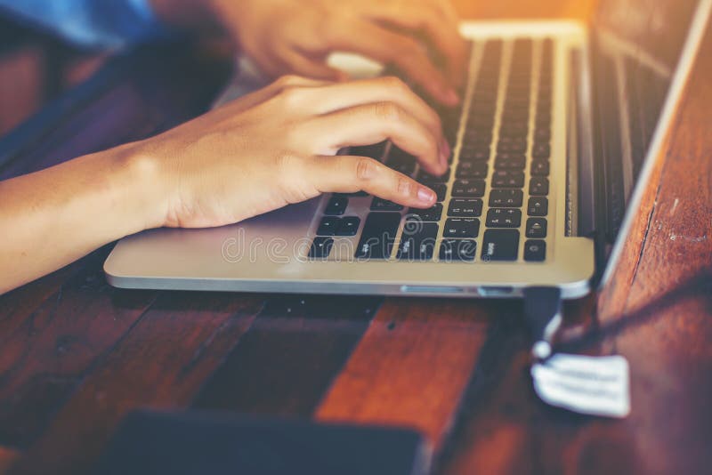 Hand Control on a Laptop Touchpad Stock Photo - Image of finger ...