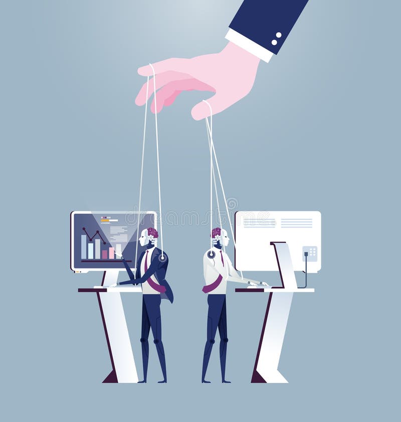 Human VS Robot - Competition Concept. Artificial Intelligence ...