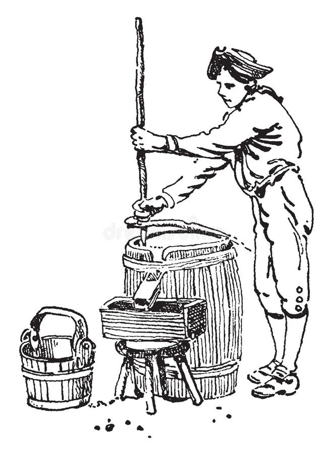 Hand Corn Mill, Vintage Illustration Stock Vector - Illustration of ...