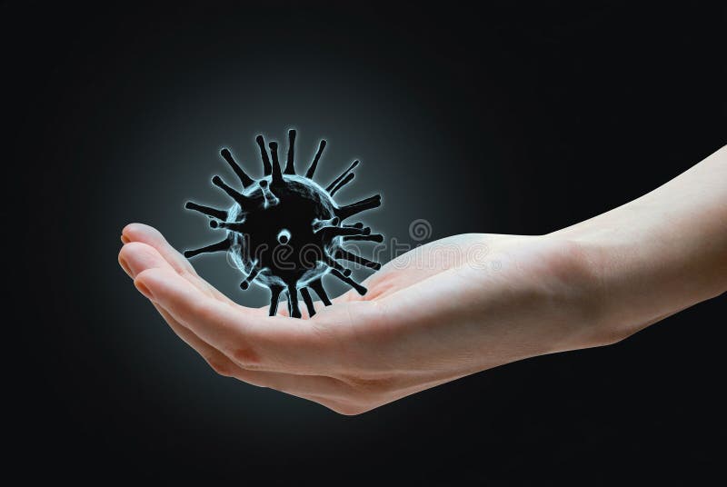 Hand with corona virus stock image. Image of china, magnification ...