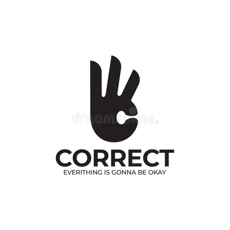 Hand Correct Gesture Logo Design Stock Vector - Illustration of hand ...