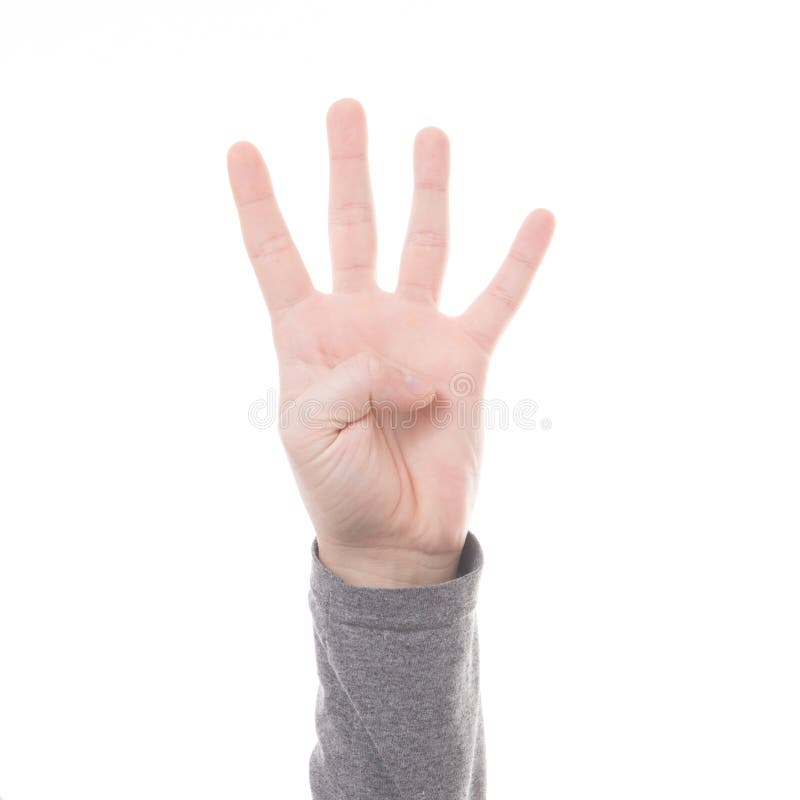 Hand Count Sign Four Finger Isolated Stock Image - Image of concept ...