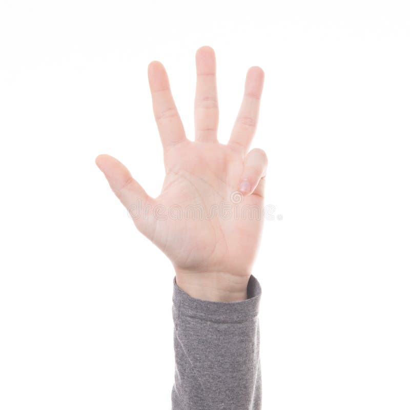 Hand Count Sign Four Finger Isolated Stock Photo - Image of healthy ...