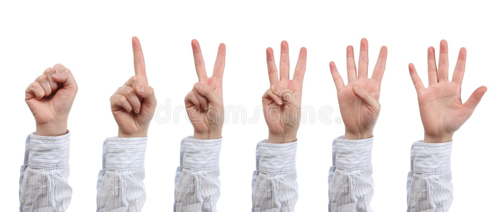 One To Five Fingers Count Hand Gesture Isolated Stock Photo - Image of ...