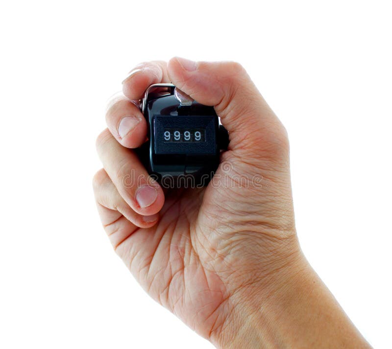 Hand with Counter with 9999 Number Stock Image - Image of addition ...