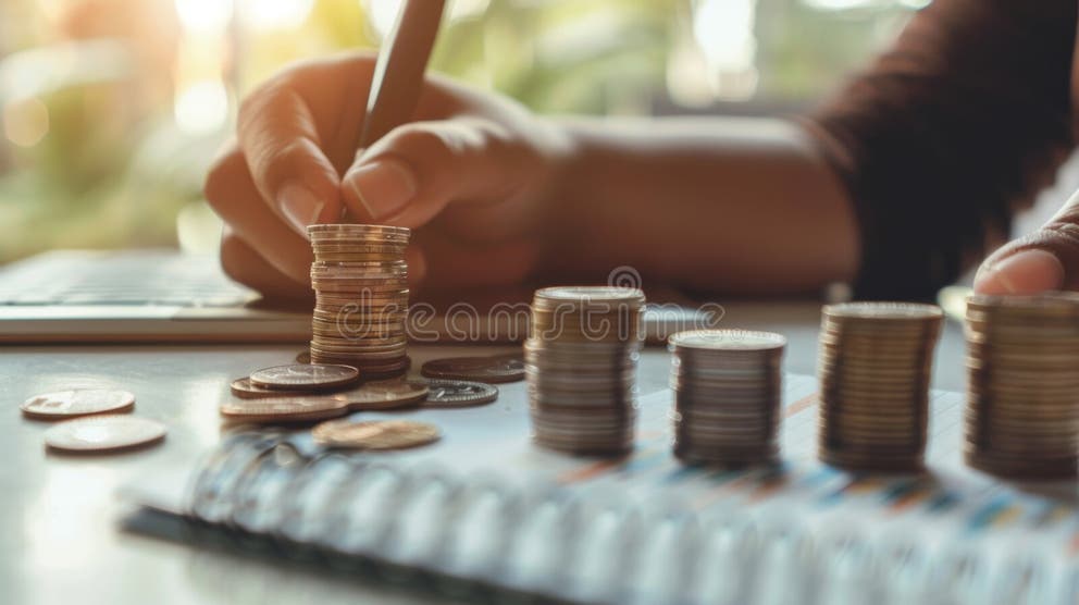 The Hand Counting Coins.AI Generated Image Stock Photo - Image of gold ...