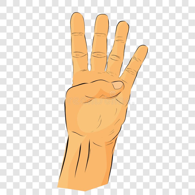 Flat Color Hand Draw Sketch Counting or Voting Hand, Four, at ...