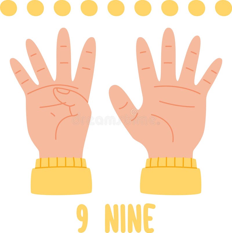 Hand Counting Nine Fingers stock vector. Illustration of adult - 328749245