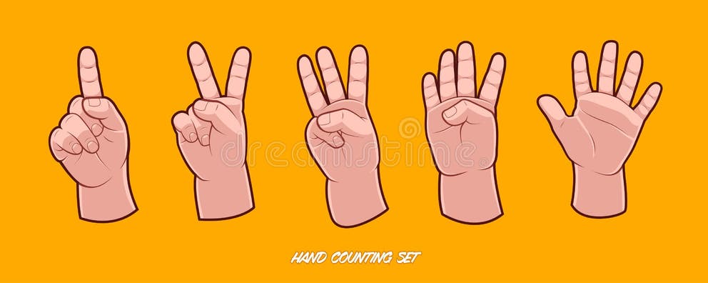 Hand Counting Signs Set stock illustration. Illustration of symbol ...