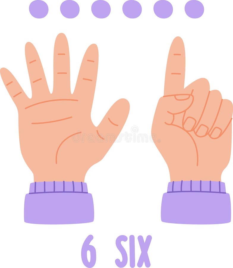 Hand Counting Six Fingers stock vector. Illustration of showing - 328749099