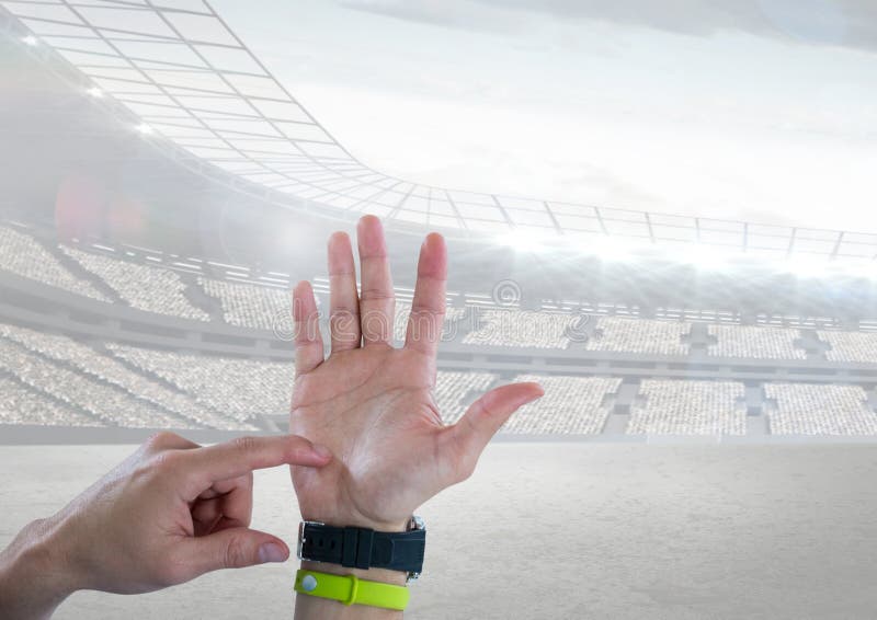 Hand Counting with a Sports Stadium Stock Image - Image of accessory ...