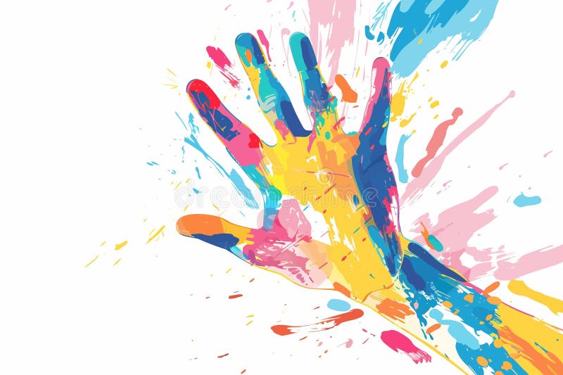 Hand Covered in Colorful Paint Isolated Illustration Stock Vector ...