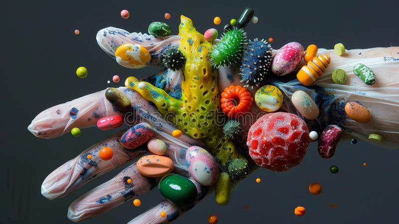 A Hand Covered in a Variety of Colorful, Abstract Representations of ...