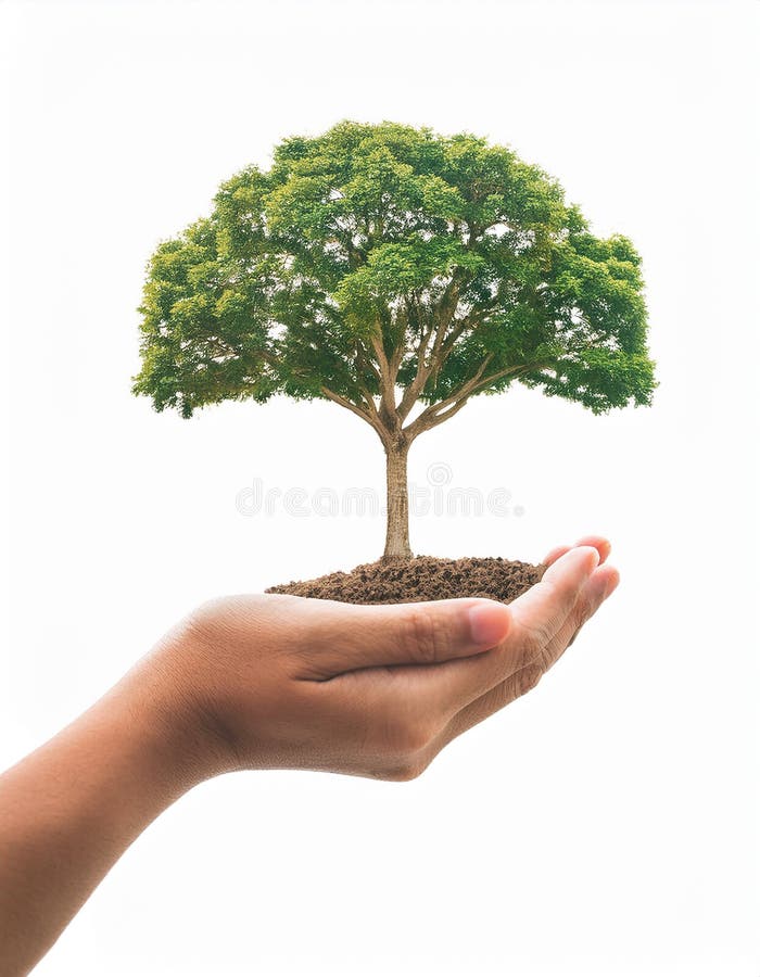 Tree in Hand on White Background Stock Illustration - Illustration of ...