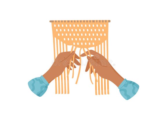 Hand Craft Macrame Activity Stock Illustration - Illustration of yarn ...