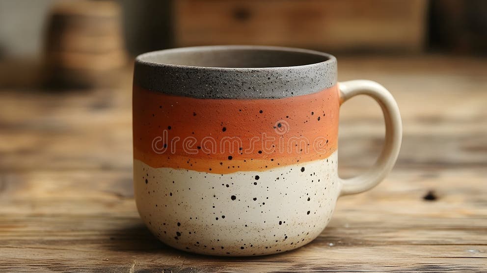 Handcrafted Tri-Color Coffee Mug Stock Illustration - Illustration of ...