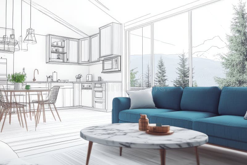 A Hand-crafted Drawing of a New Apartment S Interior, Derived from a ...