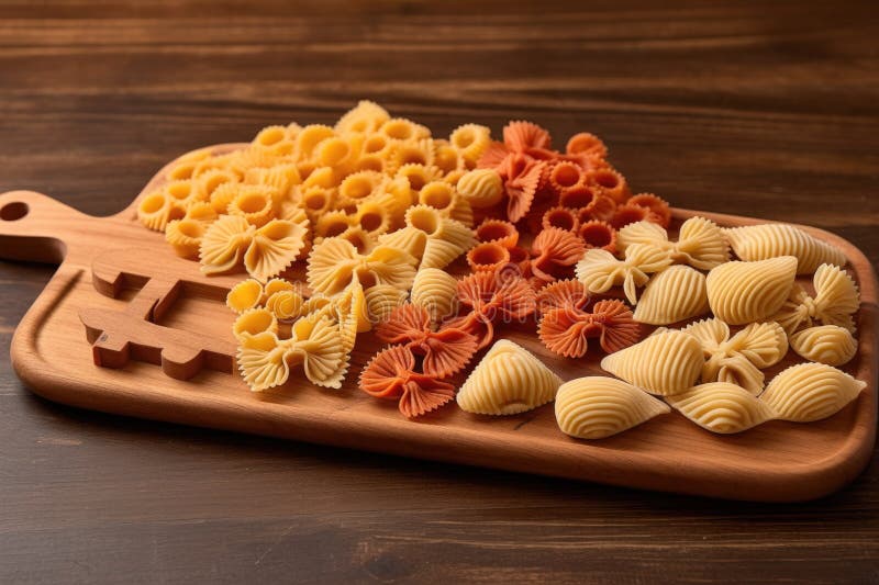 Hand-crafted Pasta Shapes on Wooden Board Stock Image - Image of ...