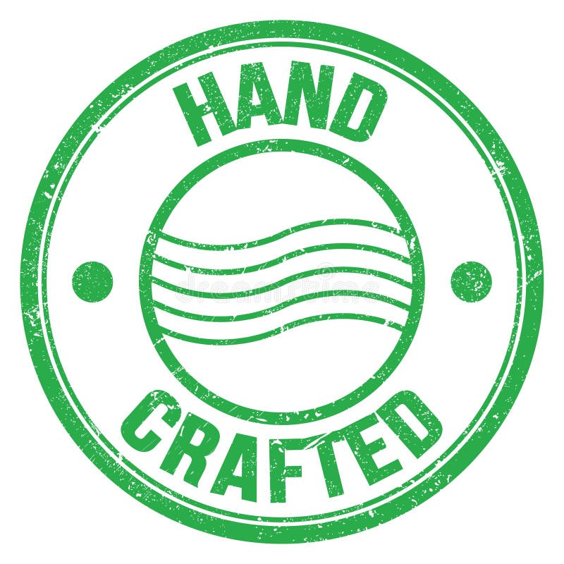 HAND CRAFTED Text on Green Round Postal Stamp Sign Stock Illustration ...