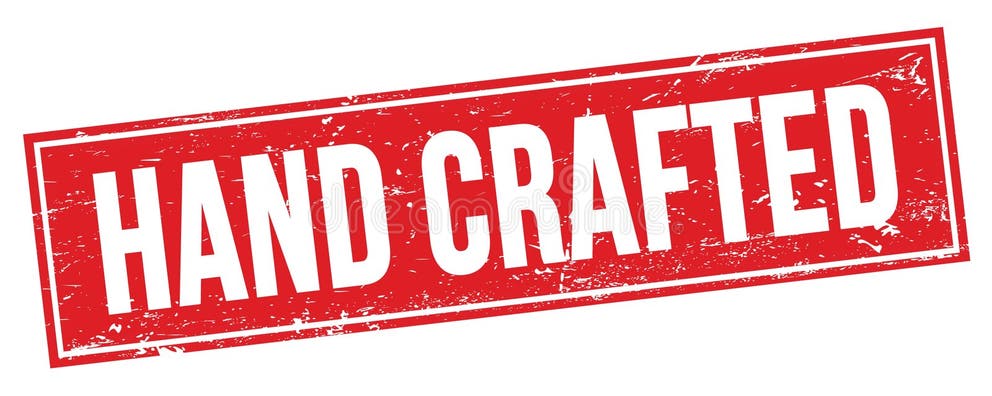 HAND CRAFTED Text on Red Grungy Rectangle Stamp Stock Illustration ...