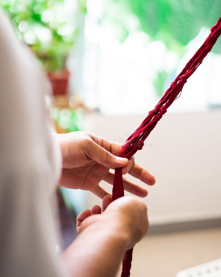 Hands of a Craftsman Knitting Handmade Macrame. Stock Photo - Image of ...