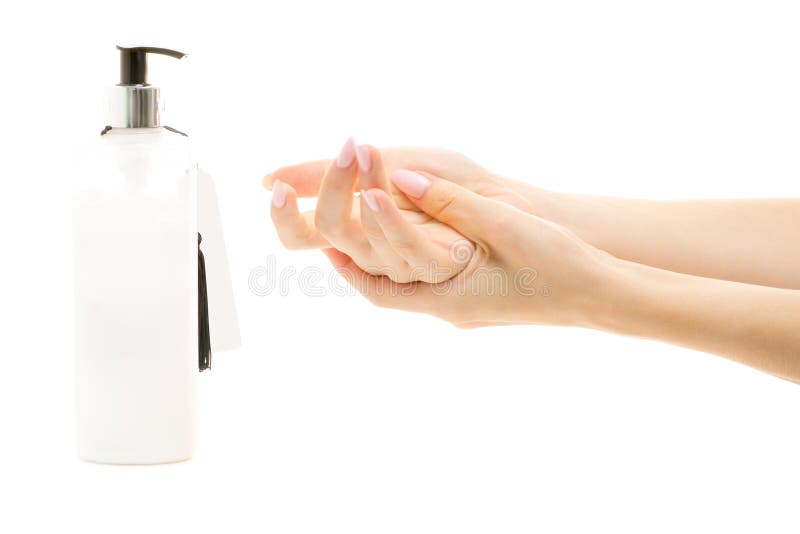 Hand Cream With Dispenser Female Hands Stock Photo - Image of cosmetic ...