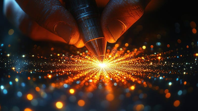 Hand Creating a Digital Explosion of Light Stock Illustration ...