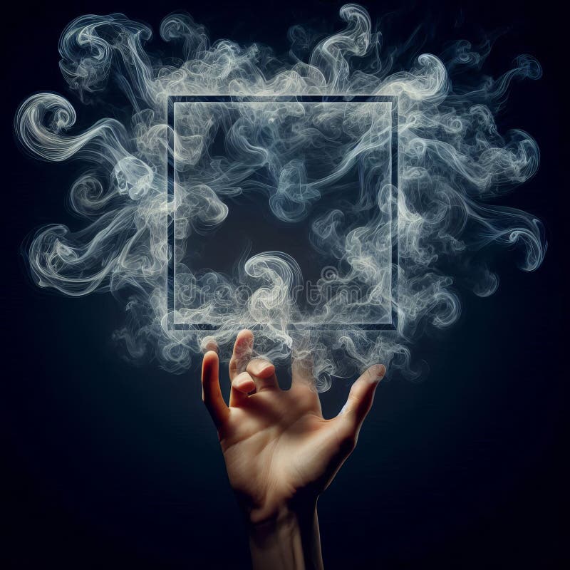 Hand Creating a Square Shape with Smoke Trails Stock Photo - Image of ...