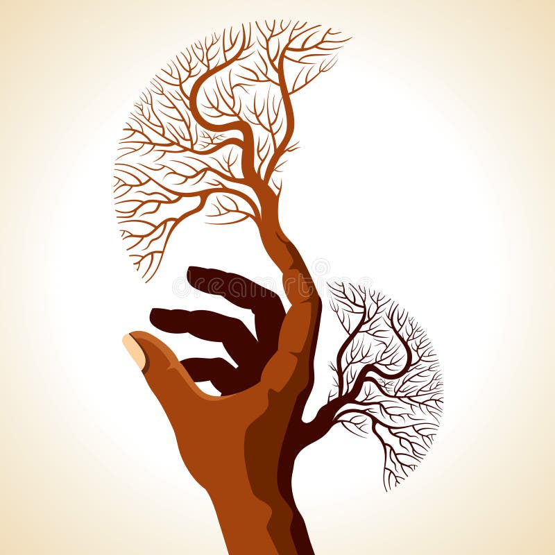 Hand with tree roots stock vector. Illustration of oneness - 28533594