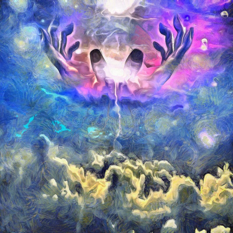 Hand of Creator stock illustration. Illustration of hope - 147533335