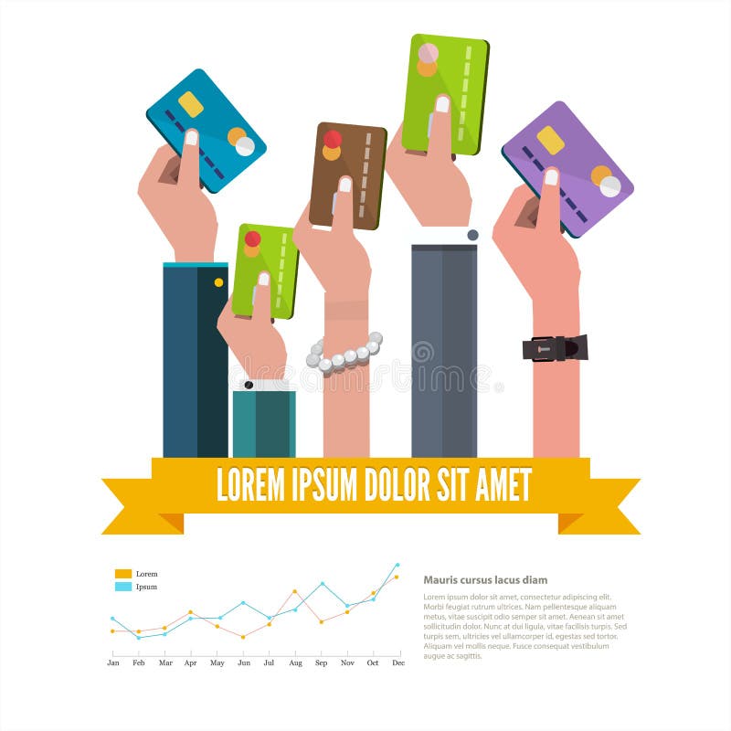 Hand with credit card - stock illustration. Illustration of payment ...